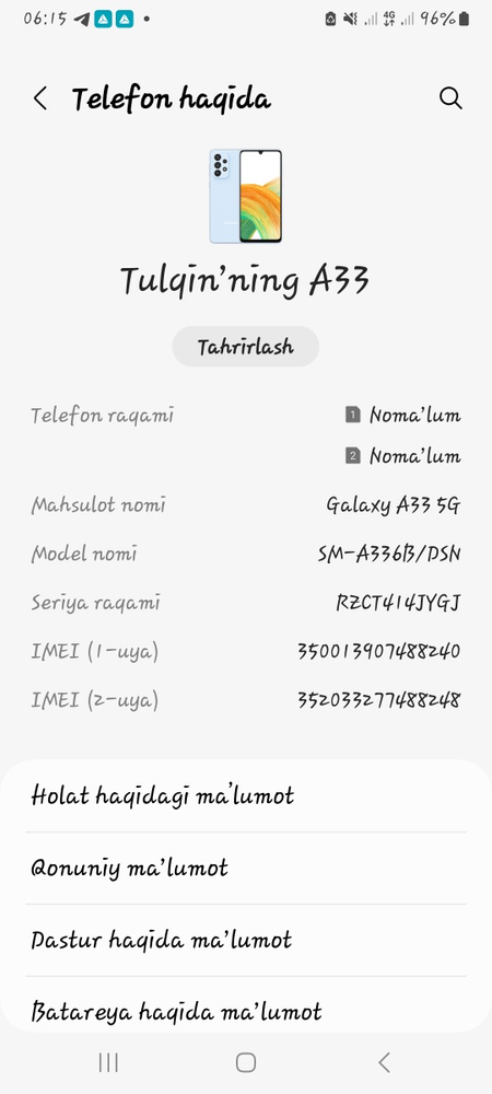 Samsung a 33 5g admen redmi 11 pro 5g va undan yurqorilarga.