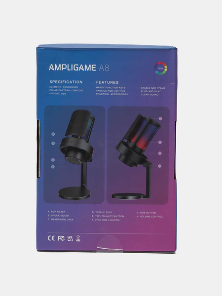 Микрофон USB Fifine Ampligame A8 c поп фильтром