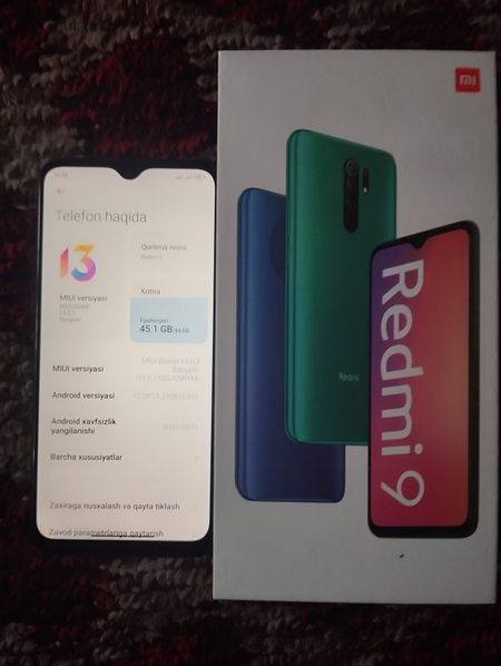 Redmi 9 4/64 karobka dakument full
