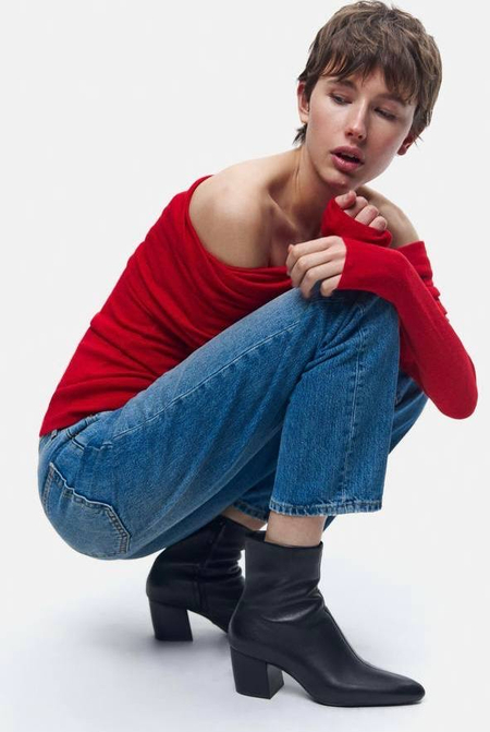 Кожаные ботильоны ZARA