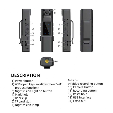 Body Camera Боди камера 10 соат езади F. HD формат WiFi ли Mini kamera