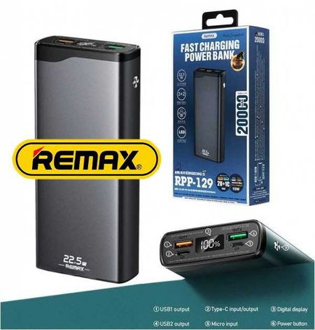 ДОСТАВКА БЕСПЛАТНО! Повербанк - Remax 20000mAh Fast charge 22.5W