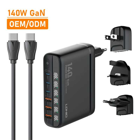 LDNIO A6140C 140 Вт Быстрая зарядка 6 USB-портов светодиодный дисплей