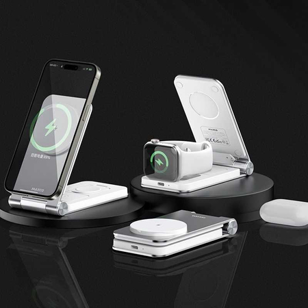 Беспроводная зарядка MAXCO 3in1 15W Folding Wireless Charger (MW08)