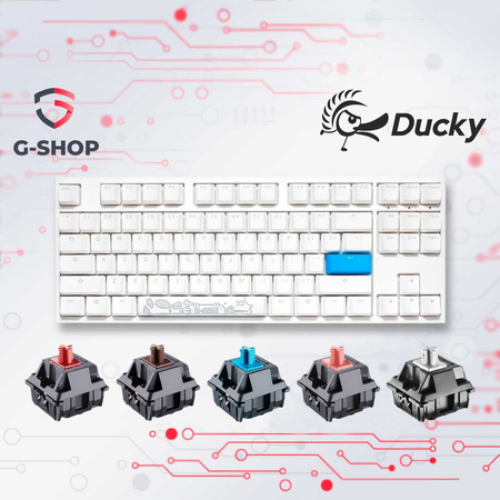 Игровая белая механическая клавиатура Ducky One 2 TKL RGB Cherry MX