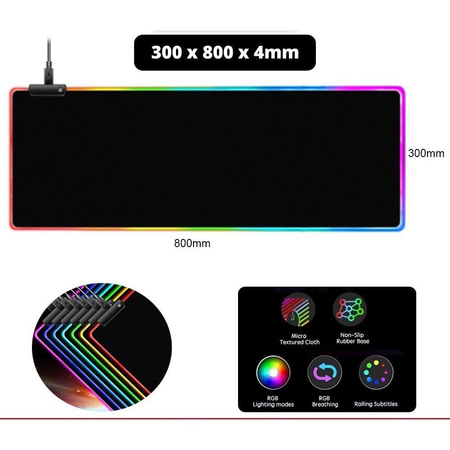 Коврик 80x30 см для мыши с RGB подсветкой, kovrik