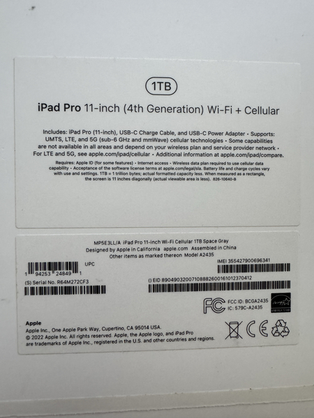 Ipad Pro 11-inch (M2 chip) 1 TB Wifi + 5 G