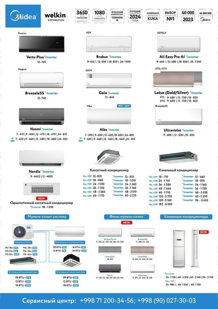 Welkin midea konditsioner rasmiy diller