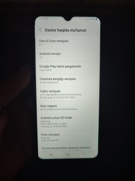 A13 32xotira holati zor document bor batareya 100%