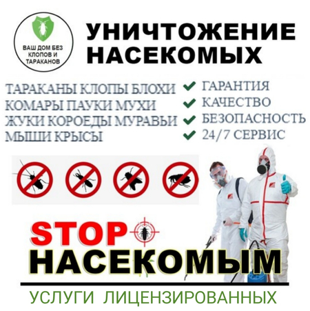 ДЕЗИНФЕКЦИЯ от Клопов Тараканов Мухи Камари Грызунов 24/7