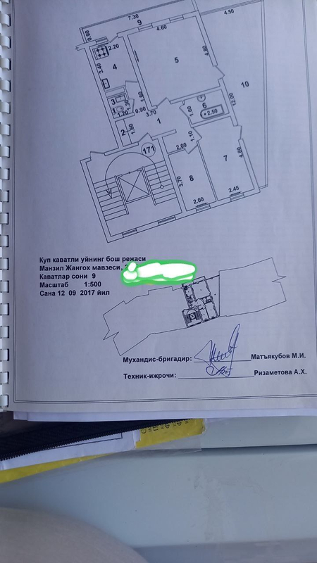 Gangada 3 xonali kvartira Sotiladi 3/3/9 Frasuzkiy Planirovka