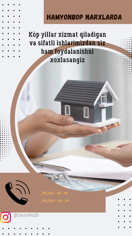 Malarka qlamiz kafel qlamiz
Narhlari
Malarka 35000 dan 50