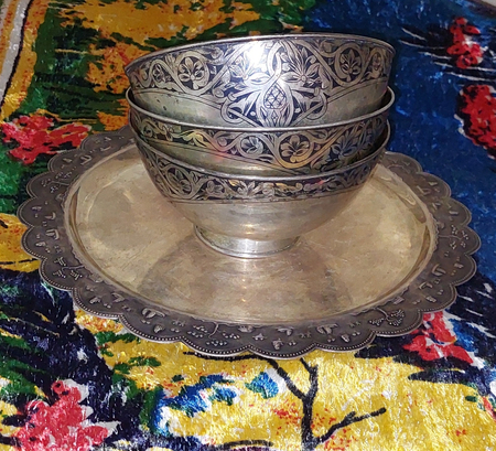 Косушки пиала ссср 4 штук. Серебро 875 пробы. По цене за 1 грамм.