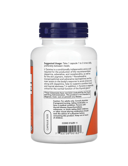 NOW Foods, L-тирозин, 500 мг, 120 капсул, L tyrosine