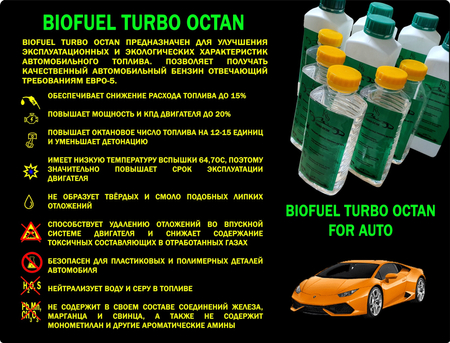 BIOFUEL TURBO OCTAN присадка для топлива!