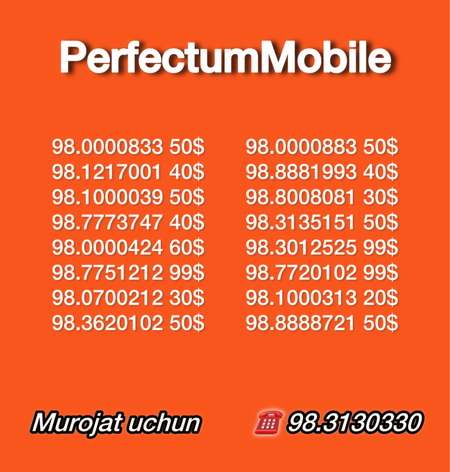 Perfectum raqamlar chiroyli nomerlar
