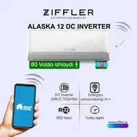 Кондиционер Ziffler 12 18 инвертор медные трубки, Гарантия 3/10 года