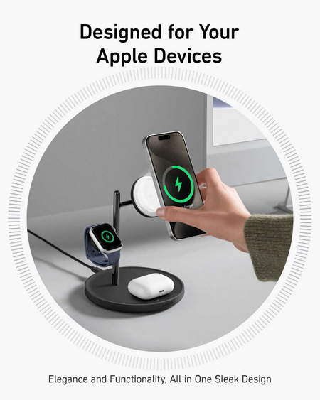 Беспроводная зарядная станция Anker MagGo (подставка 3 в 1)