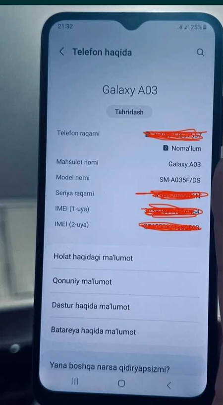 Samsung Galaxy A03 sotiladi.