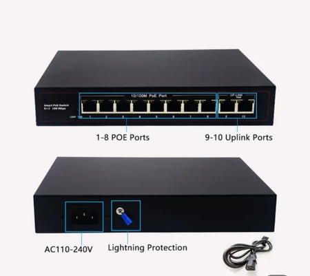 POE свич для видеонаблюдения, домофонов и IP телефонии