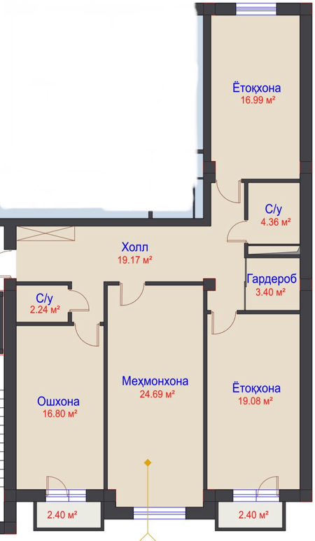 100м2 3хона с ремонтом(авторский) Учтепа Чилонзор