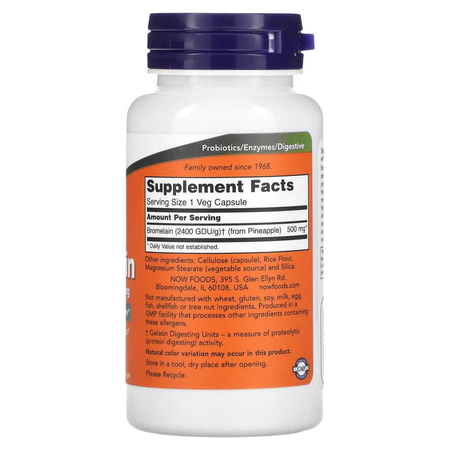 NOW Foods, бромелаин, 500 мг. Bromelain, Bromelan, Бромелан