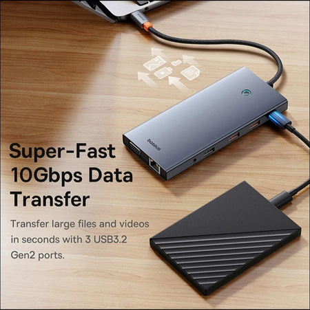 Адаптер Baseus USB Type C в HDMI-совместимый концентратор 13-в-1 DP 4K