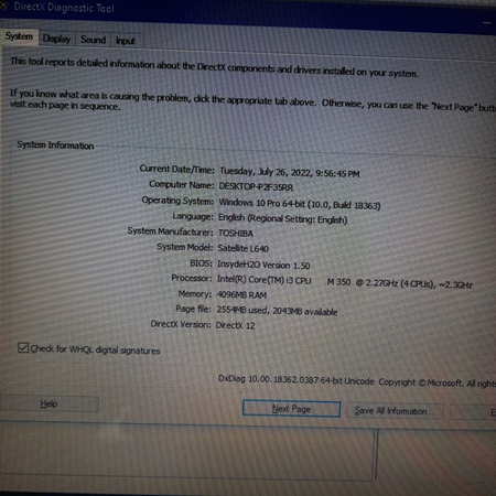 Toshiba  Satellite L640