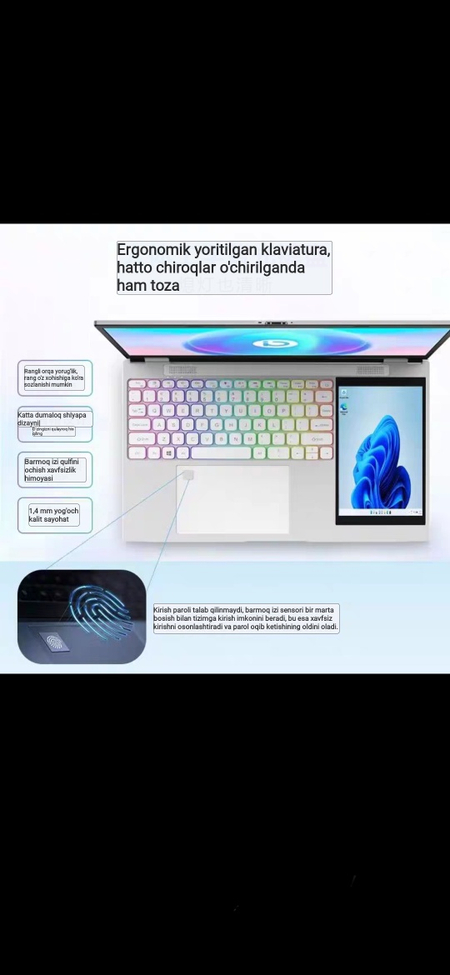 2 displey(ekran)li kompyuter noutbuk