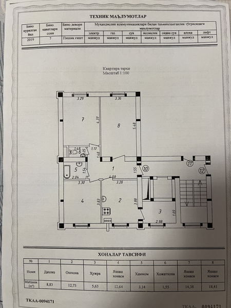 Sotiladi! Yangihayot 9-xudud 3 xonali 78kv. 3/4/7
