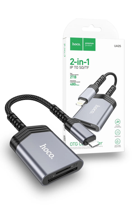 Картридер hoco UA25 для устройств с разъёмом Lightning на SD/MicroSD