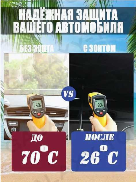 Зонт автомобильный солнцезащитный на лобовое стекло зонтик мошинага