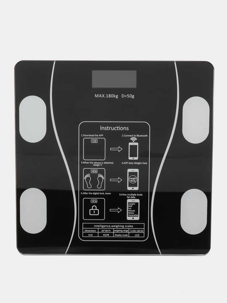 Умные весы напольные электронные, смарт-весы, Bluetooth, 180кг