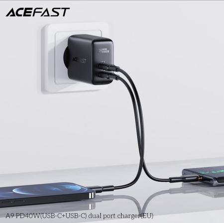 Acefast 40W GaN⁵ Quick Charger 4.0 Dual USB-C For iPhone/iPad/Tablets