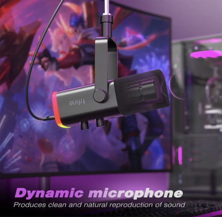 Dynamic Microphone with Touch Mute Button, Headphone jack for PC PS5/4