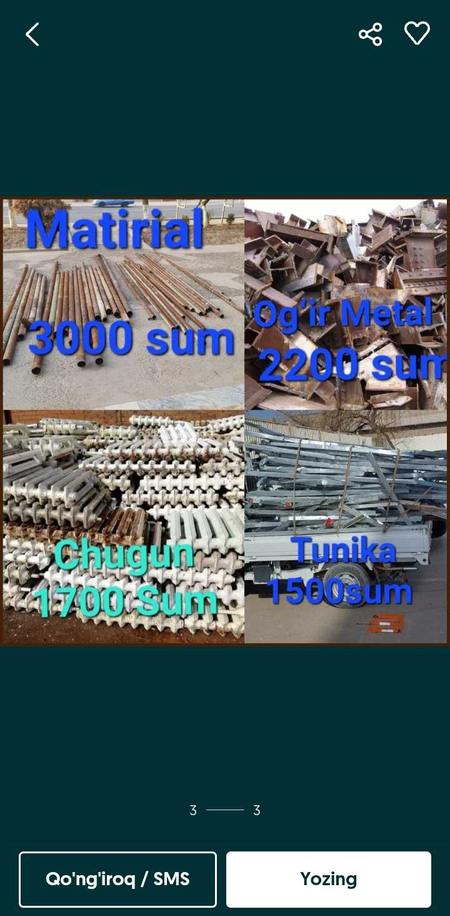 Металлолом оламиз 1 500да 3 000 Сумгача metallom olamiz