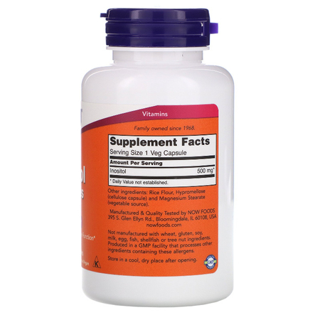 Инозитол, 500 мг, Now Foods, 100 вегетарианских капсул