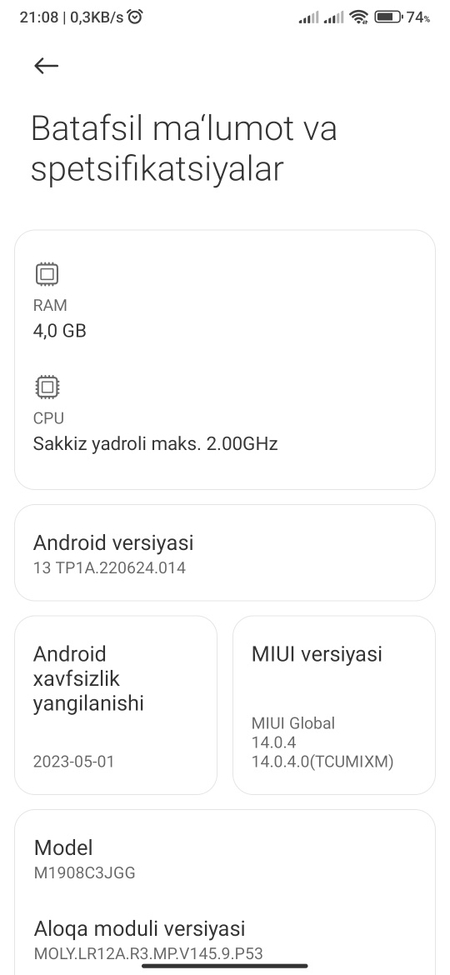 Mi Redmi note 8 2021 4/64Gb