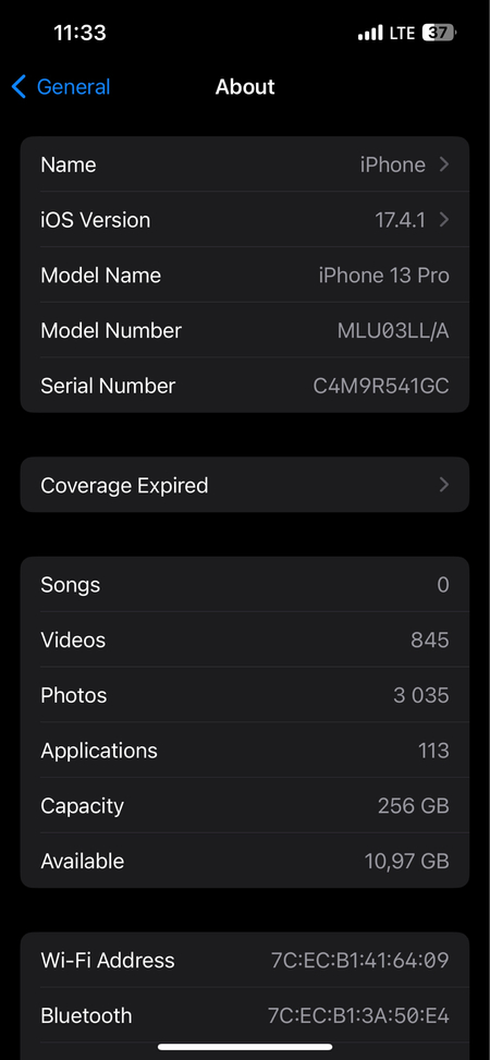 Iphoni 13 pro holati ideal Xotira 256