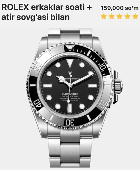 Rolex erkaklar soati + Atir sovg’asi bilan
