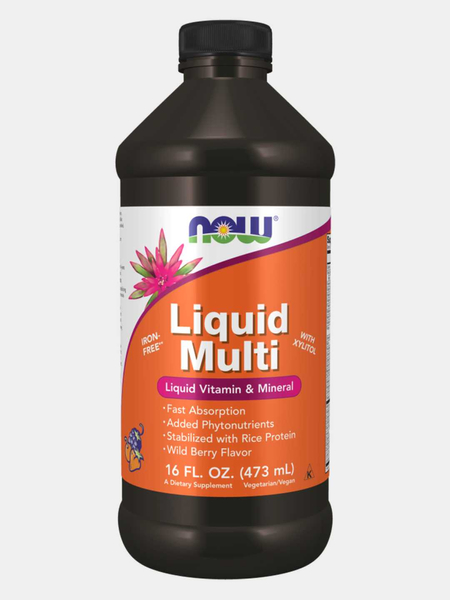 NOW Foods, жидкие мультивитамины Liquid Multi, со вкусом  ягод, 473 мл