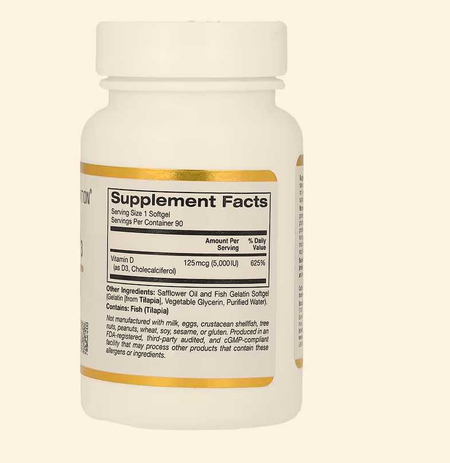 Vitamin D3, 125 mcg California Gold Nutrition с бесплатной доставкой