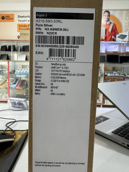 Acer core i5 12 avlod yangisi keldi qowimcha videokartalik