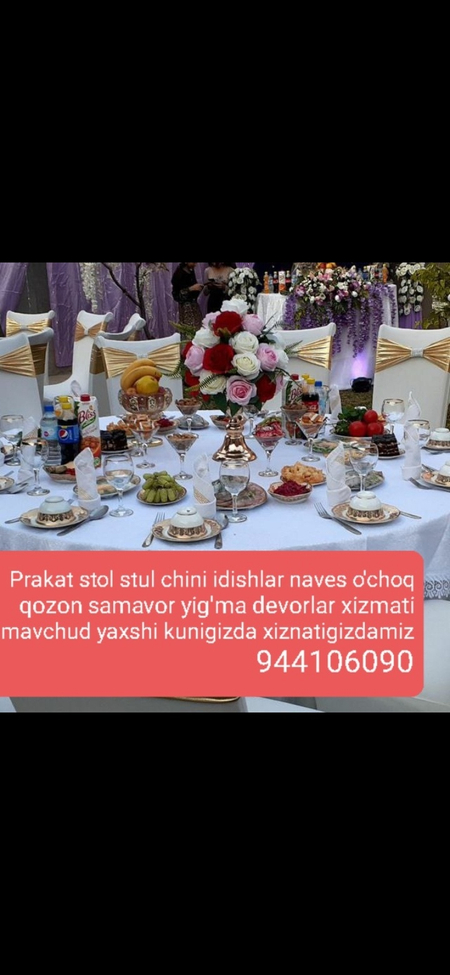 Stol stul chini idishlar pirakati