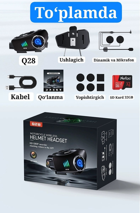Moto shlem uchun naushnik va video yozuvchi