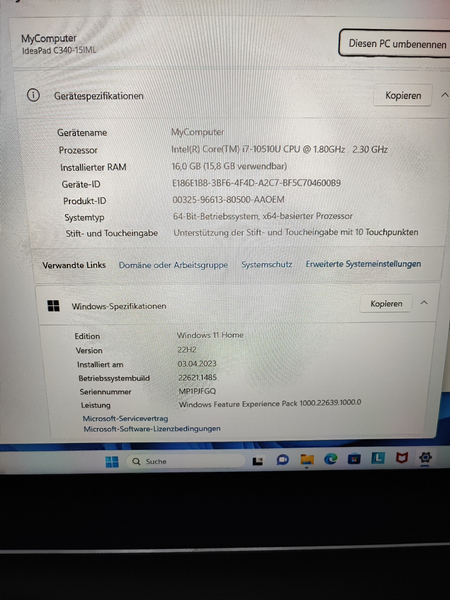 Lenovo Ideapad C340 i7 10gen