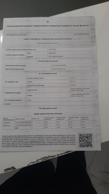 Тошкен Шахар янги хайот тумани йолни Юзида Эр сотилади 8сотик жой идял