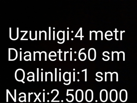 Turba.Uzunligi:4 metr. Qalinligi:1 sm. Dizmetei:60 sm. Telefon nomer:+