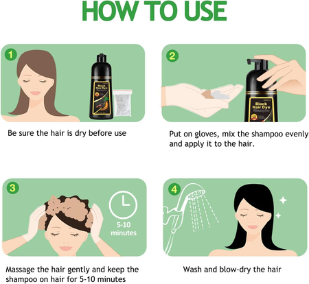 Black hair shampoo - ayollar va erkaklar uchun - sochlarni qoraytiradi
