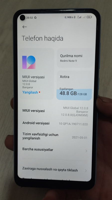Redmi note 9 . 4ga 128xotira
